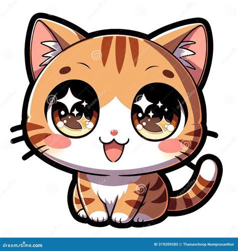 Cute Cartoon Cat With Big Eyes Stock Illustration Illustration Of
