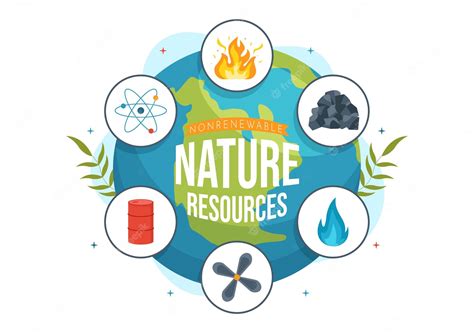 Fontes Não Renováveis De Ilustração De Energia Com Recursos Da Natureza