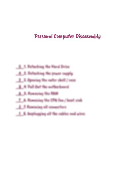 SOLUTION Css Ict 9 Disassembling Of Computer System Studypool