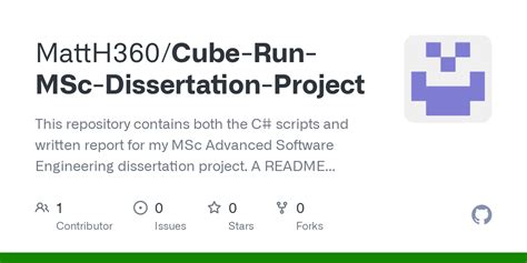 GitHub MattH360 Cube Run MSc Dissertation Project This Repository