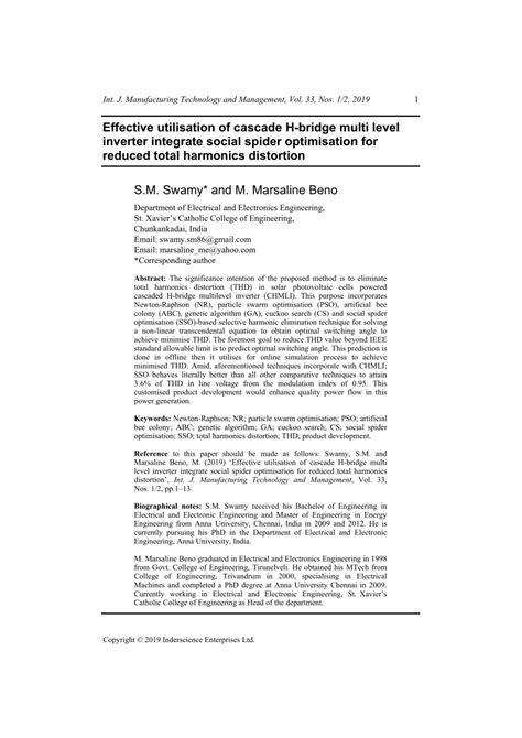 Pdf Effective Utilisation Of Cascade H Bridge Multi Level Inverter Integrate Social Spider
