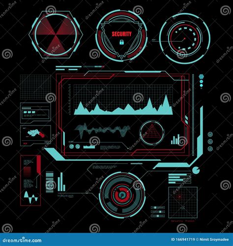 Sci Fi Display Elements Interface Vector Stock Vector Illustration Of