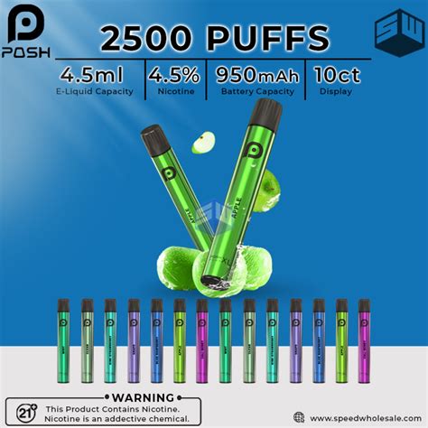 Posh Plus Xl 2500 Puffs Disposable Vape 10ct Speed Who