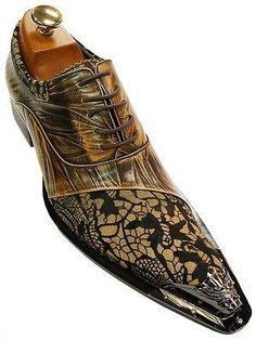 Zota Mens Tan Marbled Leather Metal Toe Floral Pony Hair Dress Party ...