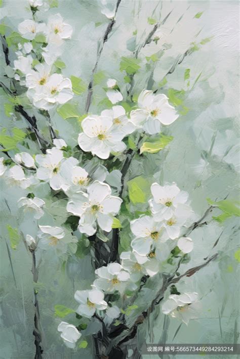 清新奶油风抽象花卉油画肌理装饰画png下载 编号566573449284293214 设图网