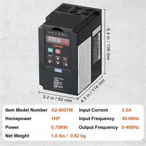 Vevor Vfd 1hp 075kw 35a 1 Or 3 Phase 220v Input To 3 Phase 220v Output Variable Frequency