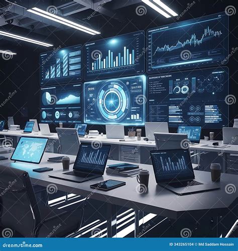Digital Command Center Displaying Real Time Data And Analytical
