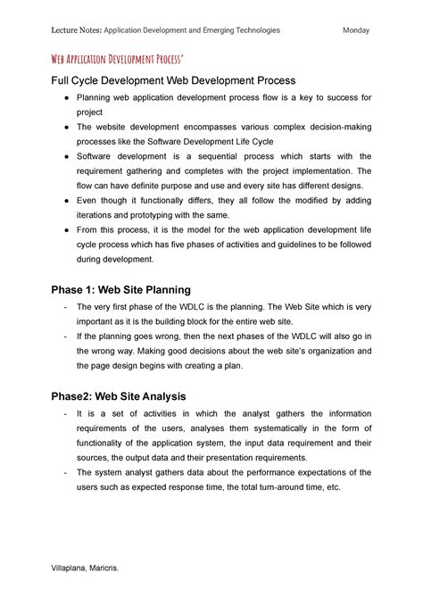 Web Application Development Processweek6 Lecture Notes Web