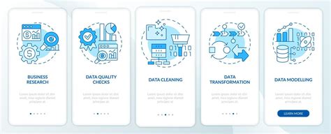 Data Mining Process Blue Onboarding Mobile App Screen Machine Learning Walkthrough 5 Steps