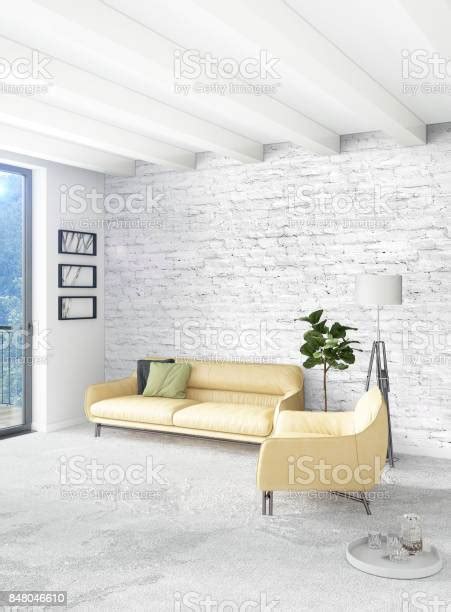 최소한의 스타일 화이트 침실 나무 벽과 회색 소파 인테리어 디자인 3d 렌더링입니다 3 차원 일러스트 레이 션 디지털 생성