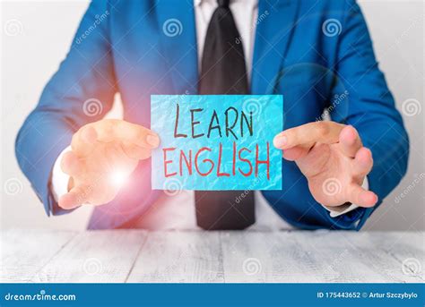 Text Sign Showing Learn English Conceptual Photo Gain Or Acquire Knowledge Of Speaking And