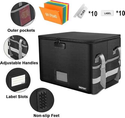 Buy File Box With Lock ENGPOW Fireproof Document Box With Pack Hanging File Folders Letter