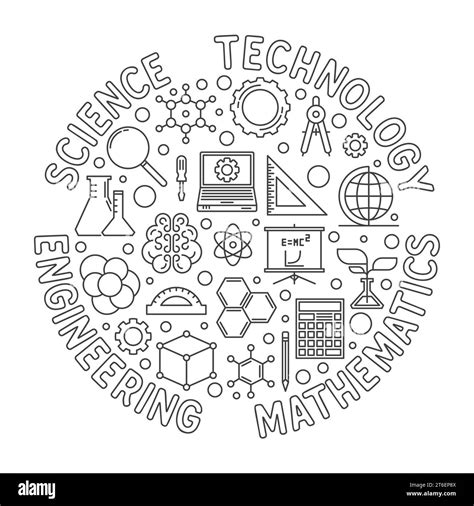 Science Technology Engineering Mathematics Round Vector Banner Stem