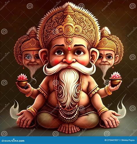 Hindu God Brahma Cute Generative Ai Stock Illustration Illustration
