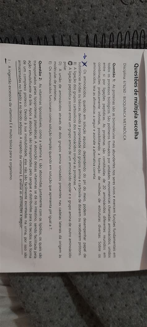 Prova Unip Bioquímica Metabólica Unip