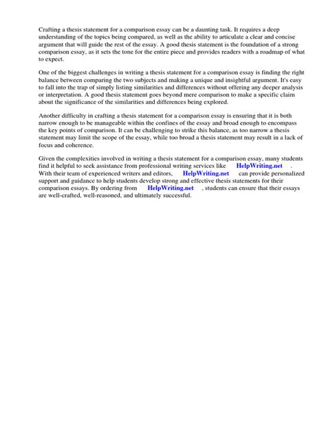 What Is A Good Thesis Statement For A Comparison Essay Pdf Career