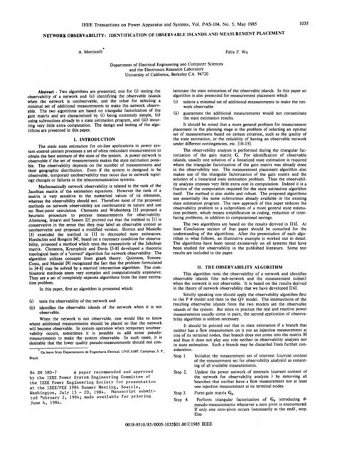 Network Observability Identification Of Observable Islands And