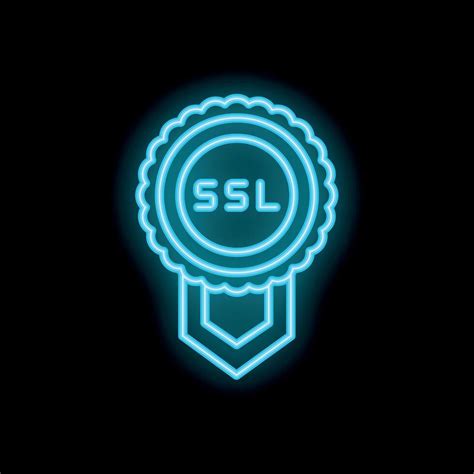 Blue Neon Ssl Certificate Icon Showing Secure Connection 52833000 Vector Art At Vecteezy