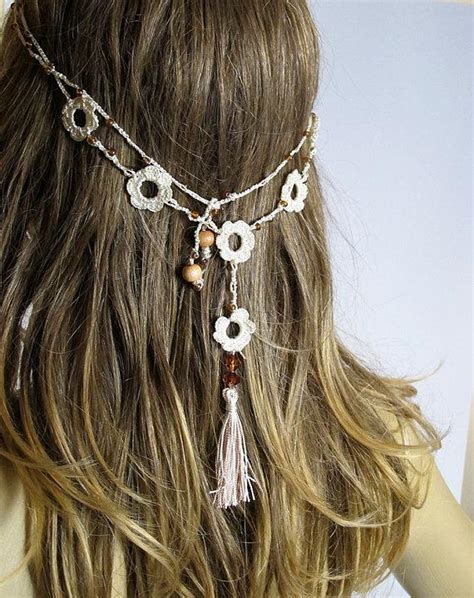 Crochet Headband And Necklace Tassel Hair Accessories Boho Bohemian Handmade Headband Hippie