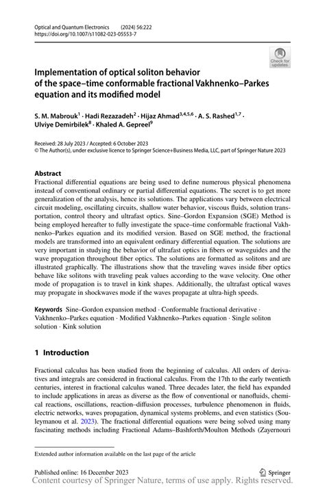 Implementation Of Optical Soliton Behavior Of The Spacetime Conformable Fractional Vakhnenko