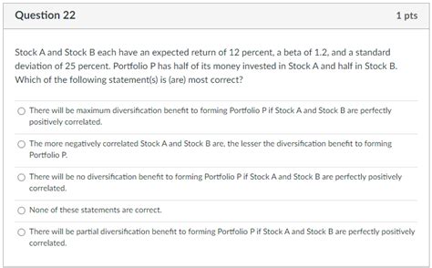 Solved Stock A And Stock B Each Have An Expected Return Of Chegg