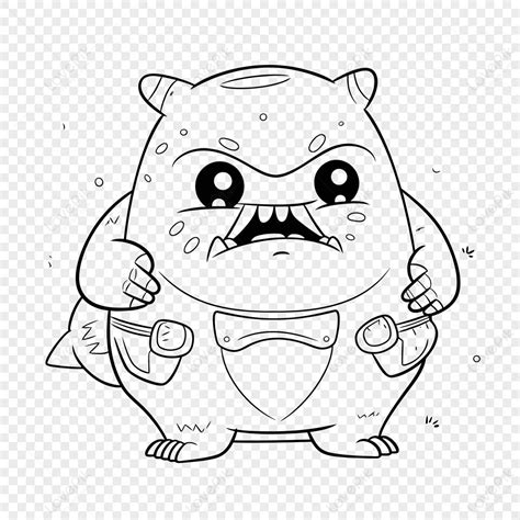 개요 스케치 드로잉이 있는 만화 괴물의 색칠 페이지 벡터몸짓웃다 Png 일러스트 무료 다운로드 Lovepik