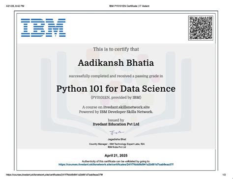 Just Completed The Ibm Python For Data Science Certification Aadikansh Bhatia