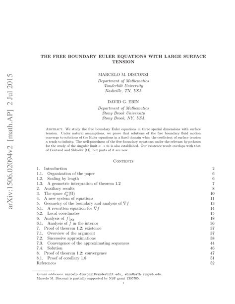 Pdf The Free Boundary Euler Equations With Large Surface Tension