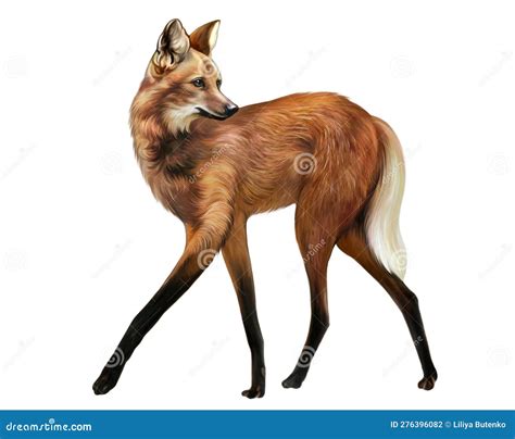 Maned Wolf Chrysocyon Brachyurus Stock Illustration Illustration Of