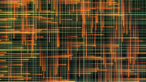 Abstract Colorful Narrow Straight Lines Flowing On Black Background