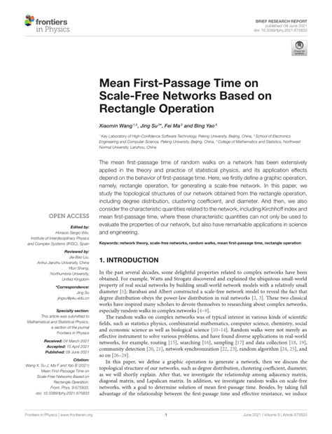 Pdf Mean First Passage Time On Scale Free Networks Based On Rectangle