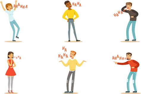 남자와 여자는 매우 큰 소리로 웃는다 벡터 일러스트레이션 웃음에 대한 스톡 벡터 아트 및 기타 이미지 웃음 기이함 독일