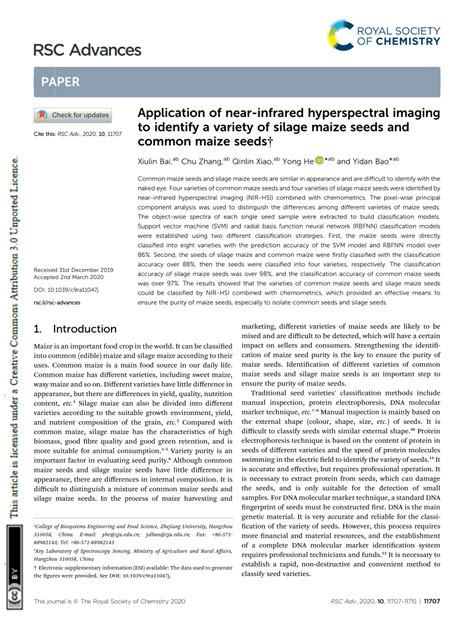Pdf Application Of Near Infrared Hyperspectral Imaging To Identify A