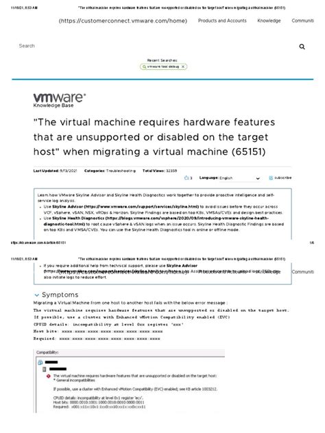 The Virtual Machine Requires Hardware Features That Are Unsupported Or Disabled On The Target