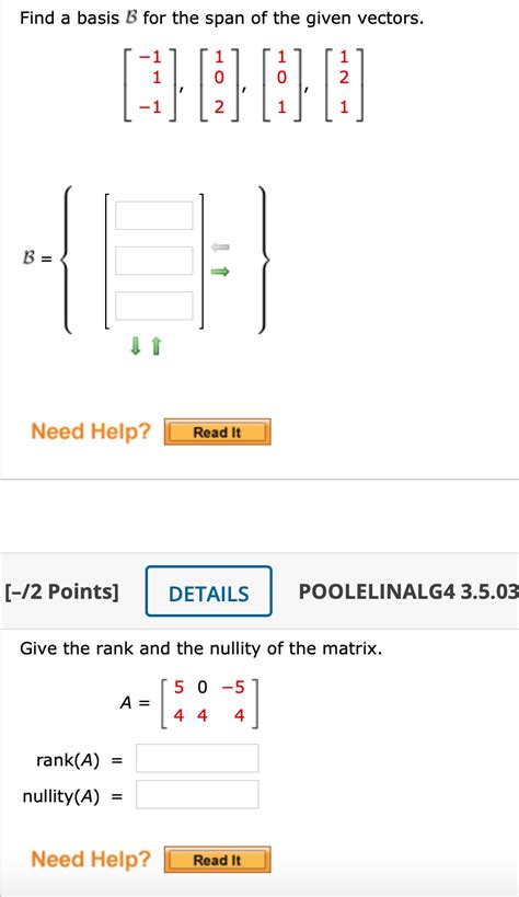 Solved Find A Basis B For The Span Of The Given Vectors Chegg