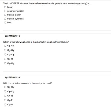Solved The Local Vsepr Shape Of The Bonds Centered On Carbon