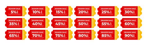 벡터 레드 스티커 프로모션 할인율 세트 간단한 평면 스타일 라벨 스티커 0명에 대한 스톡 벡터 아트 및 기타 이미지 0명