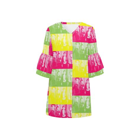 Sex Pistols V Neck Tiered Sleeve Dress Original Design Kayci
