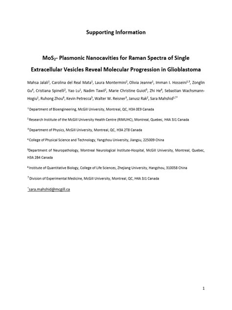Mos2 Plasmonic Nanocavities For Raman Spectra Of Single Extracellular