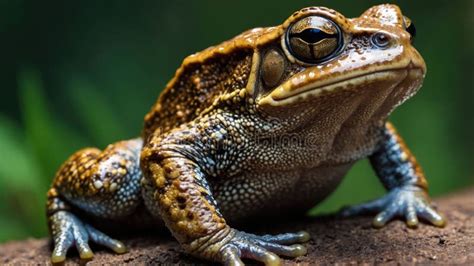 A Close Up Of A Textured Brown Toad Resting On A Log In A Natural Setting Stock Illustration