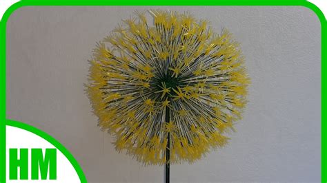МК как сделать одуванчик из коктельных трубочек Декор для сада Youtube