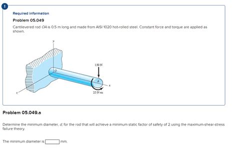 Solved Cantilevered Rod Oa Is 05 M Long And Made From Aisi