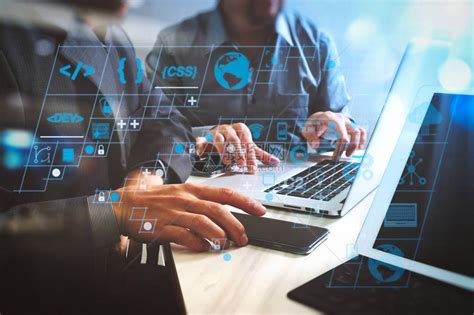 编码软件开发商与ar新设计仪表板计算机图标的编码工作高清图片下载 正版图片503478030 摄图网