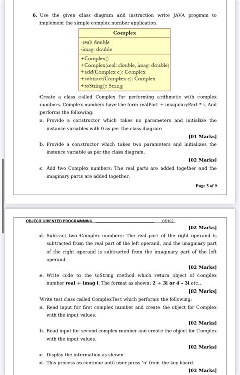 Solved 6 Use The Given Class Diagram And Instruction Write