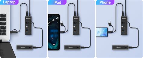 Amazon Com Powered UBS Hub RSHTECH Port USB USB C Hub Upgraded Version Aluminum USB