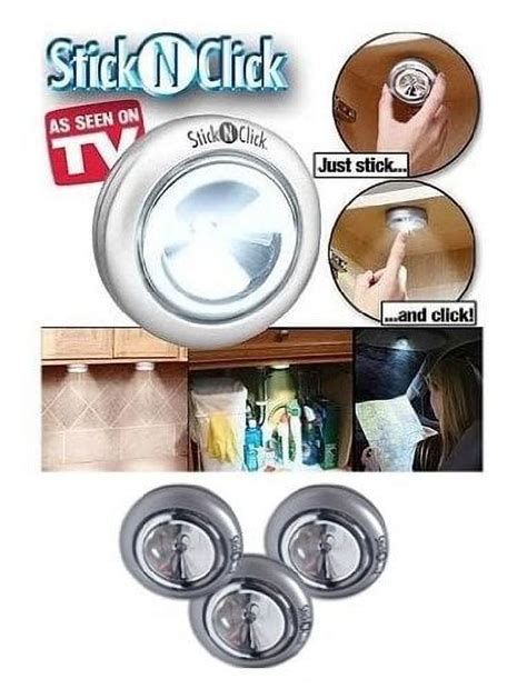 Led Stick N Click Lights Set Of 3 Quick Easy And Portable