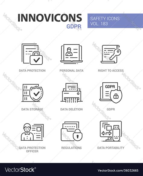 Gdpr Modern Line Design Style Icons Set Vector Image