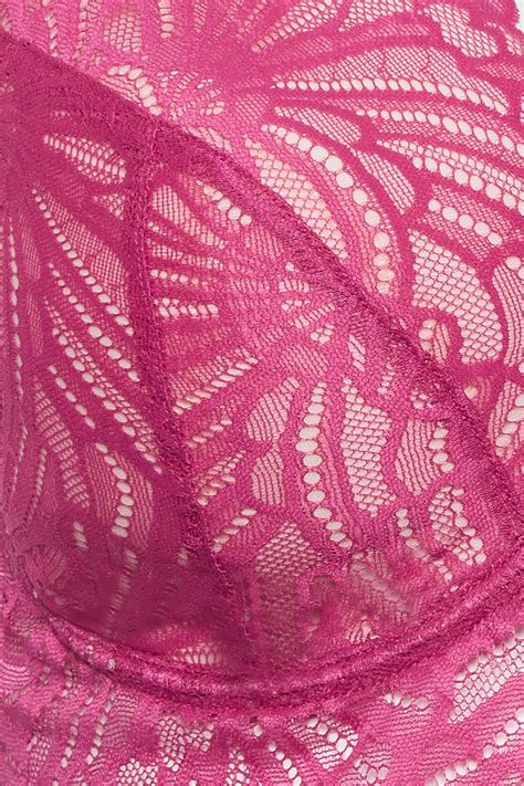 Plus Size Pink Lace Strap Detail Padded Underwired Longline Bra Yours Clothing