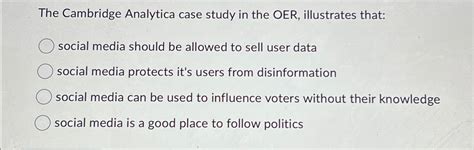 Solved The Cambridge Analytica Case Study In The Oer