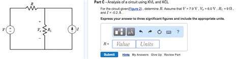 Solved Part C Analysis Of A Circuit Using KVL And KCL For Chegg Com